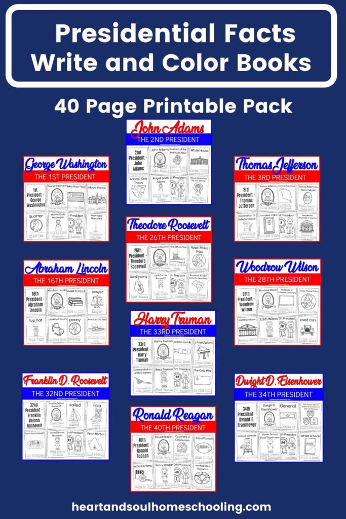 U.S. Presidents Write and Color Books Bundle - Heart and Soul Homeschooling