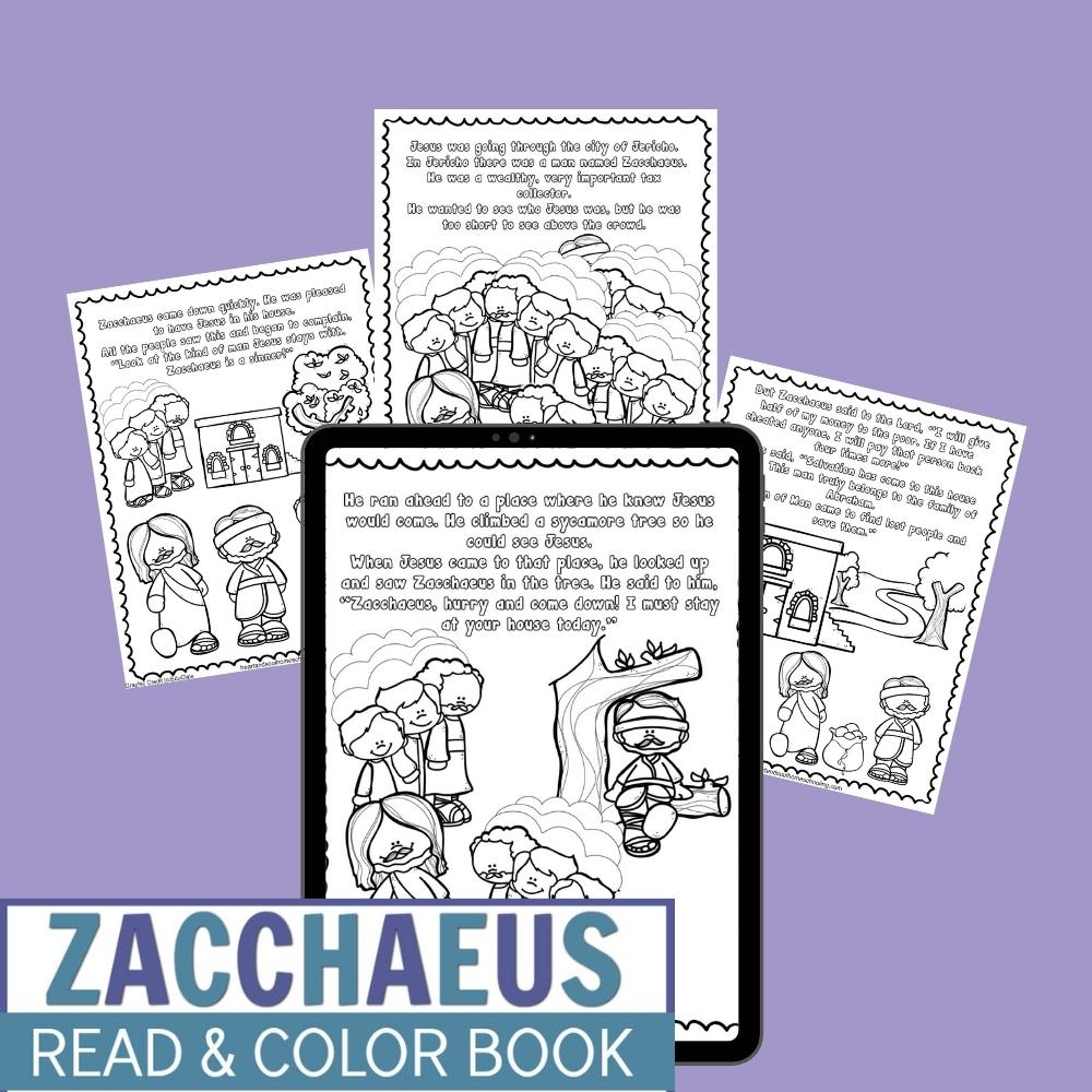 Zacchaeus Read and Color Bible Story - Heart and Soul Homeschooling