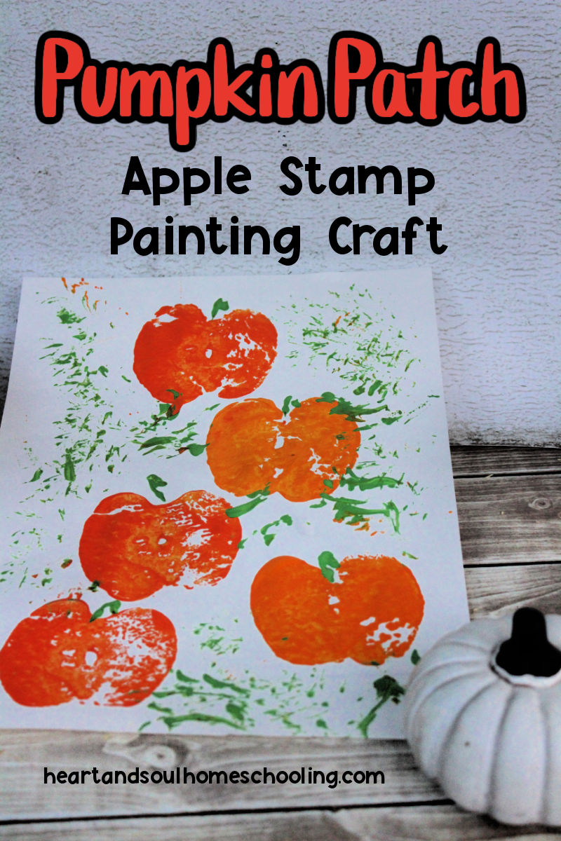 Pumpkin Patch Apple Stamp Painting Craft - Heart and Soul Homeschooling